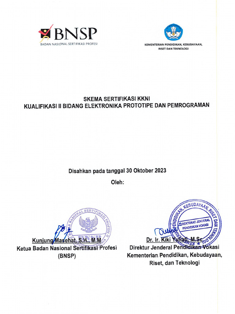 Skema Sertifikasi Kkni Kualifikasi Ii Bidang Elektronika Prototipe Dan Pemrograman | PDF | Seni