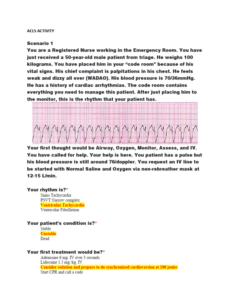 Acls Activity | PDF | Cardiopulmonary Resuscitation | Clinical Medicine