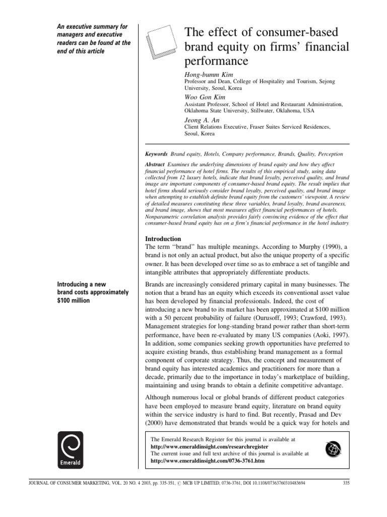 Kim Et Al. - 2003 - The Effect of Consumer Based Brand Equity On Firms ...