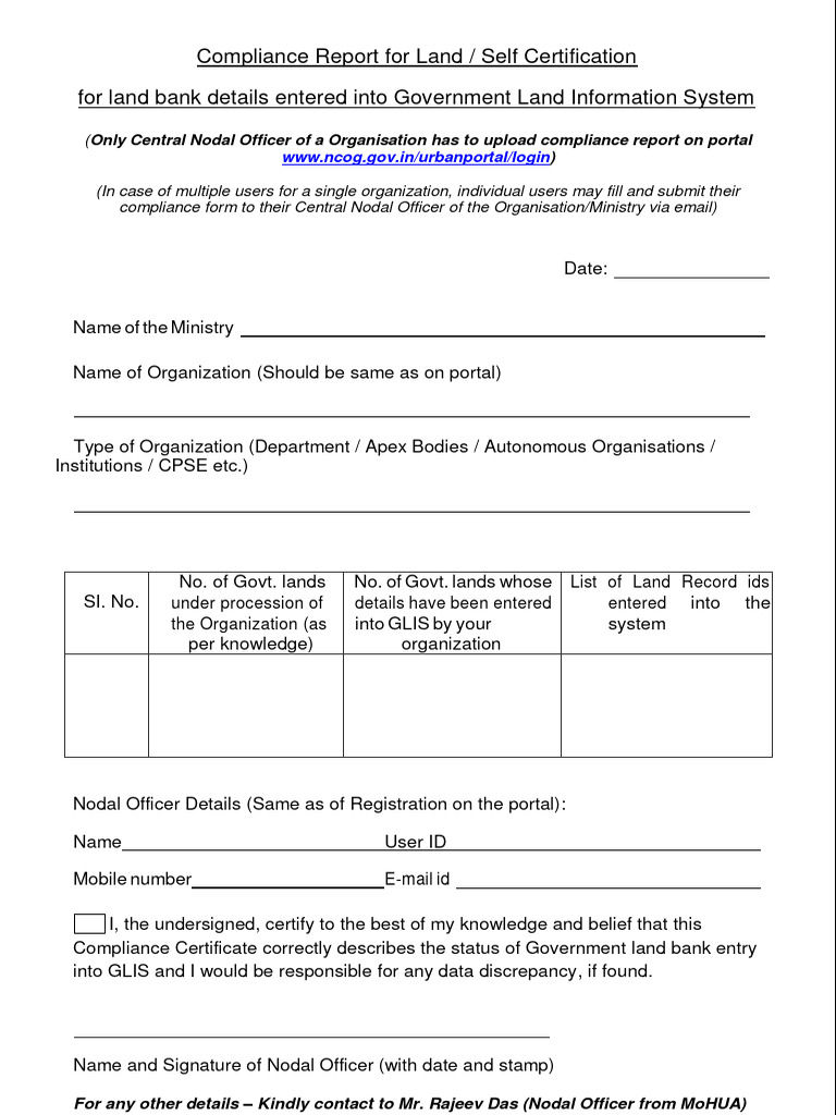 Compliance Report for Land Certification | PDF