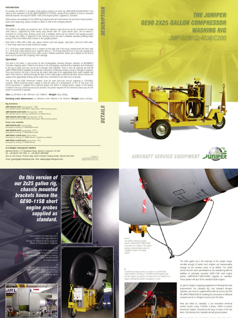 GE90 Aircraft Wash Rig Specifications | PDF | Valve | Manufactured Goods