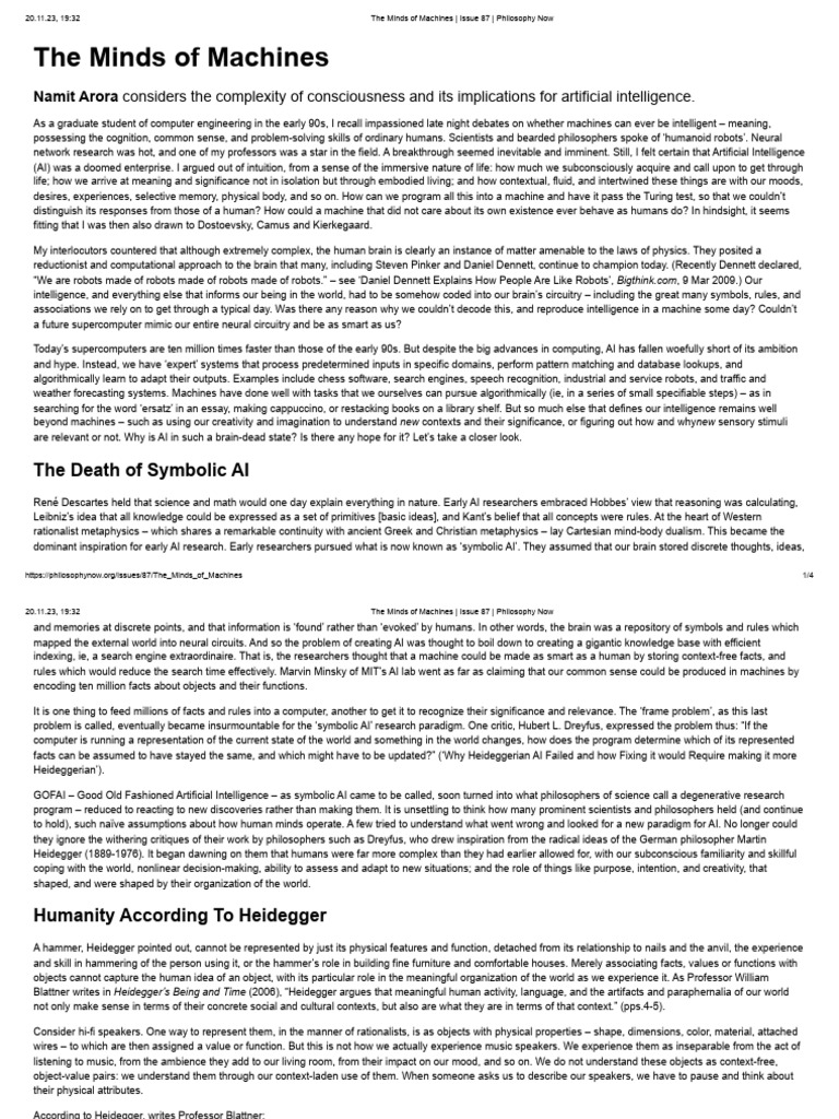 The Minds of Machines _ Issue 87 _ Philosophy Now | PDF | Intelligence (AI) & Semantics ...