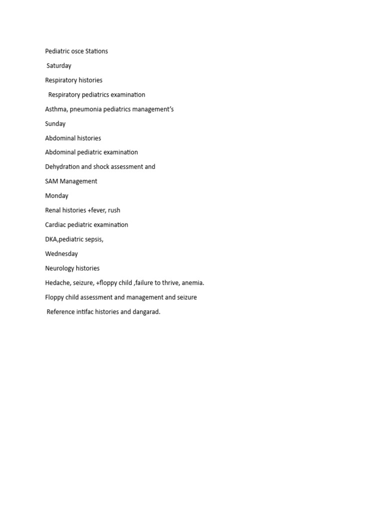 Pediatric Osce Stations | PDF