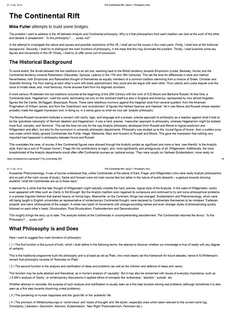 The Continental Rift - Issue 7 - Philosophy Now | PDF | Richard Rorty ... The Continental Rift - Issue 7 - Philosophy Now | PDF | Richard Rorty ...