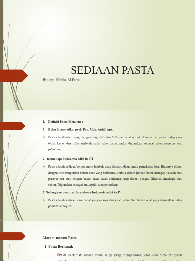 Sediaan Pasta | PDF | Griya & Taman | Sains & Matematika