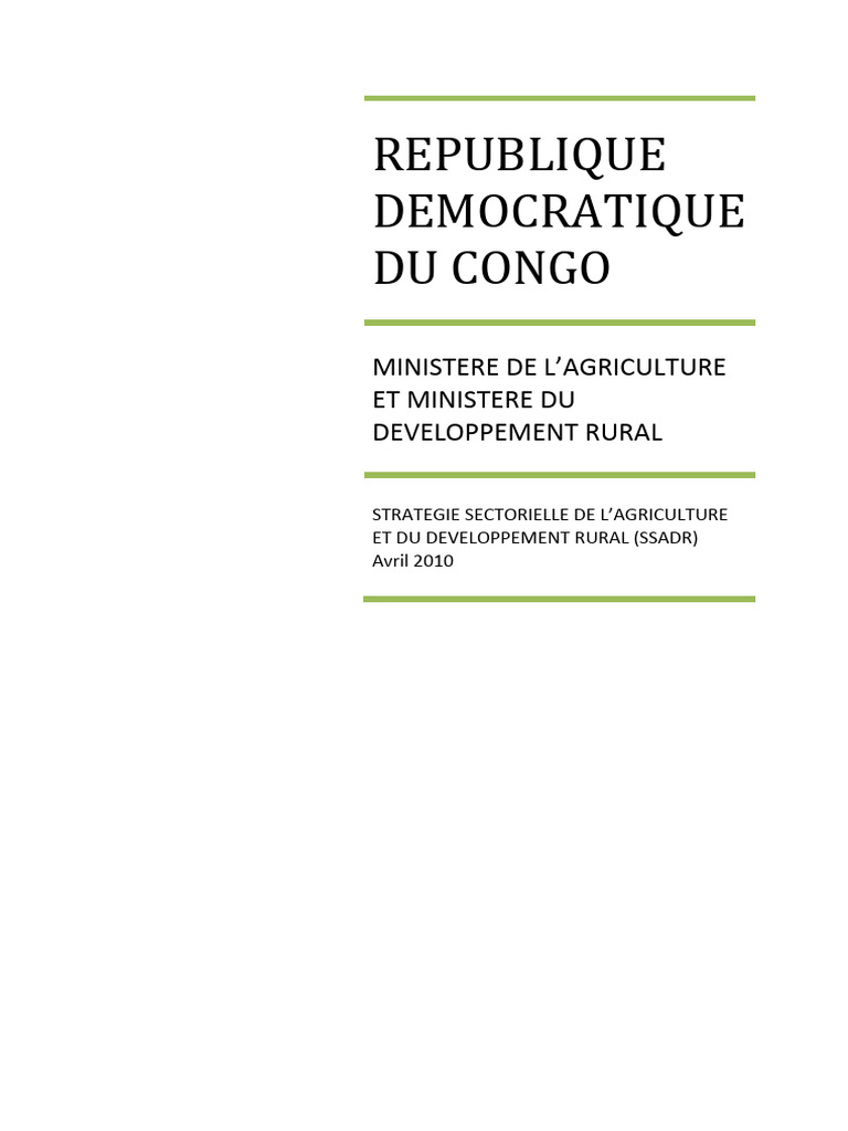 DRC - Agriculture and Food Security Strategy | PDF | Agriculture ...