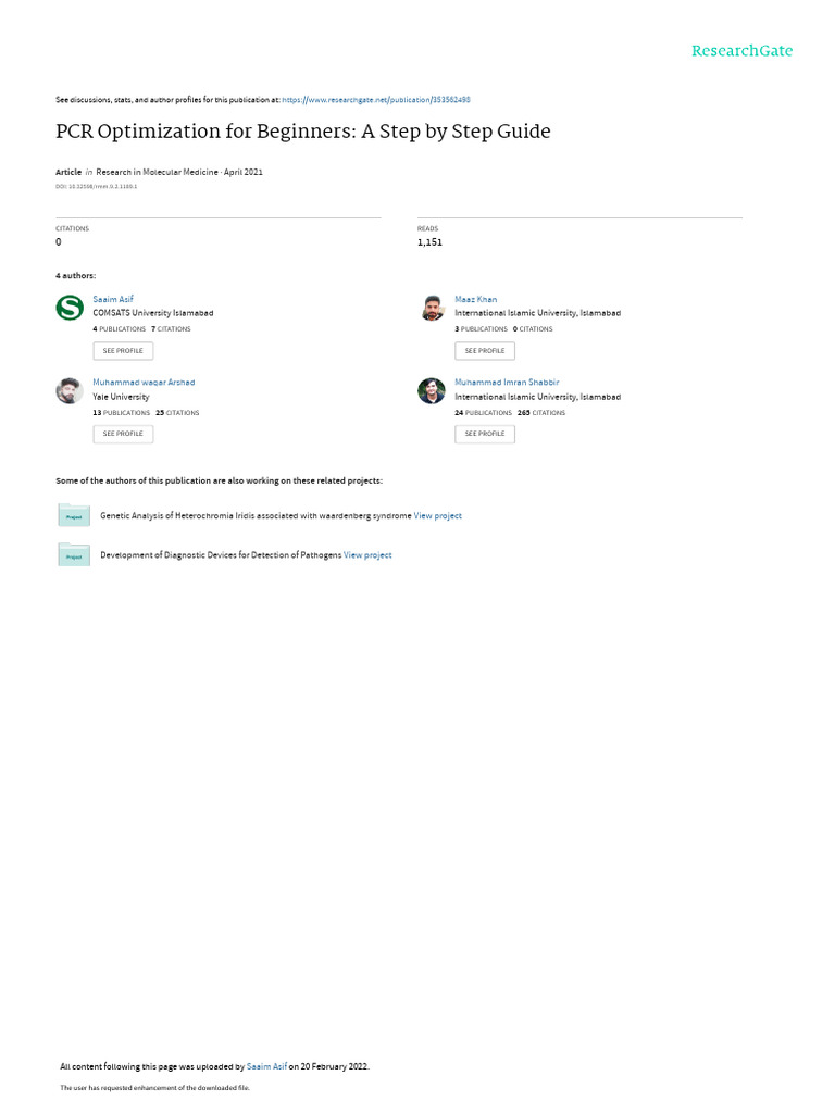 PCR Optimization For Beginners A Step by Step Guide | PDF | Polymerase ...