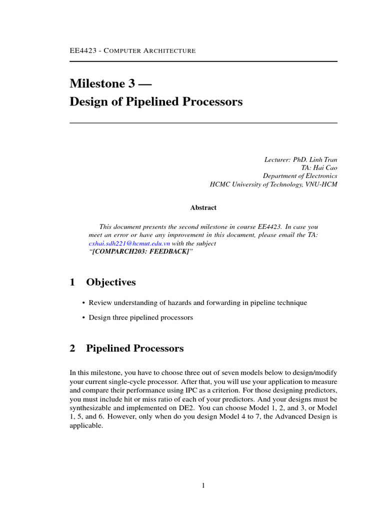 Milestone3 Ee4423 | PDF | Central Processing Unit | Computer Hardware