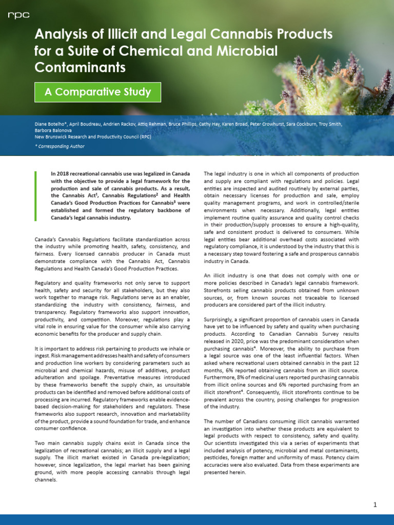 Comparison of Illicit and Legal Cannabis Samples | PDF | Cannabis (Drug ...