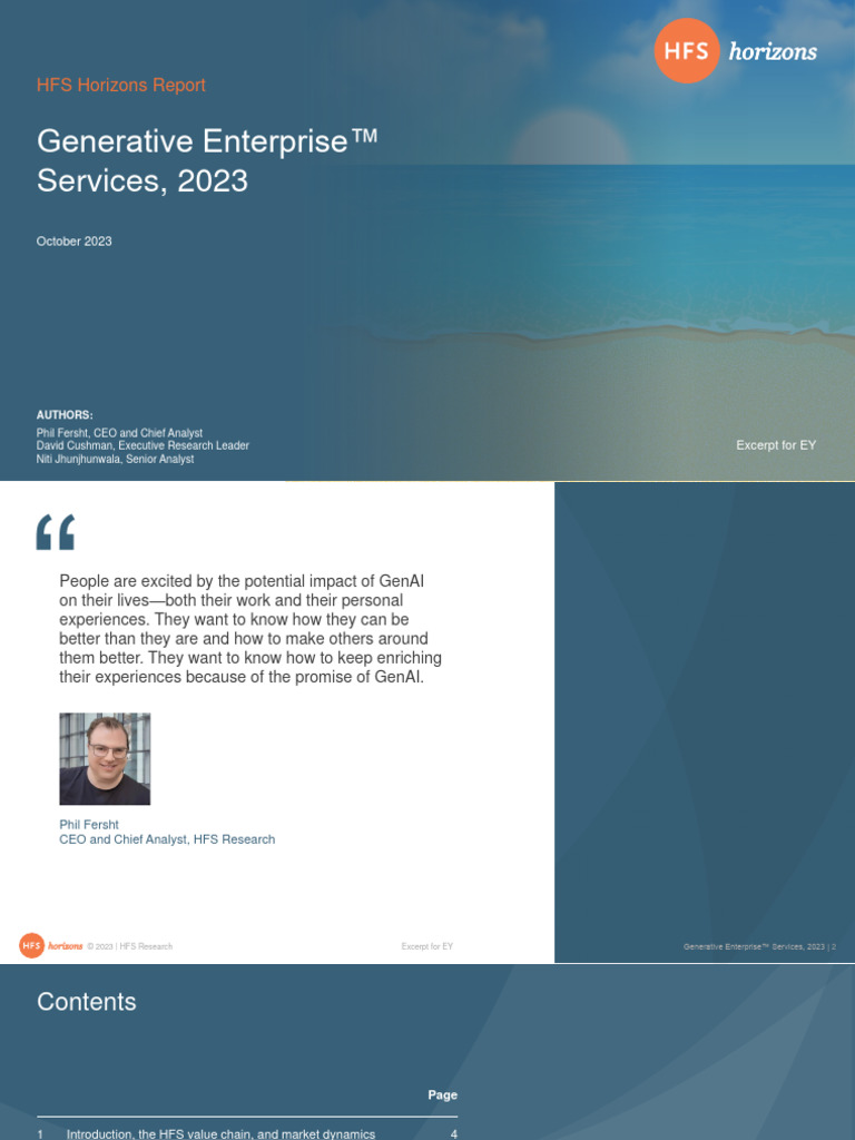 Ey Excerpt Ey Hfs Horizons Generative Enterprise Services 2023 | PDF ...