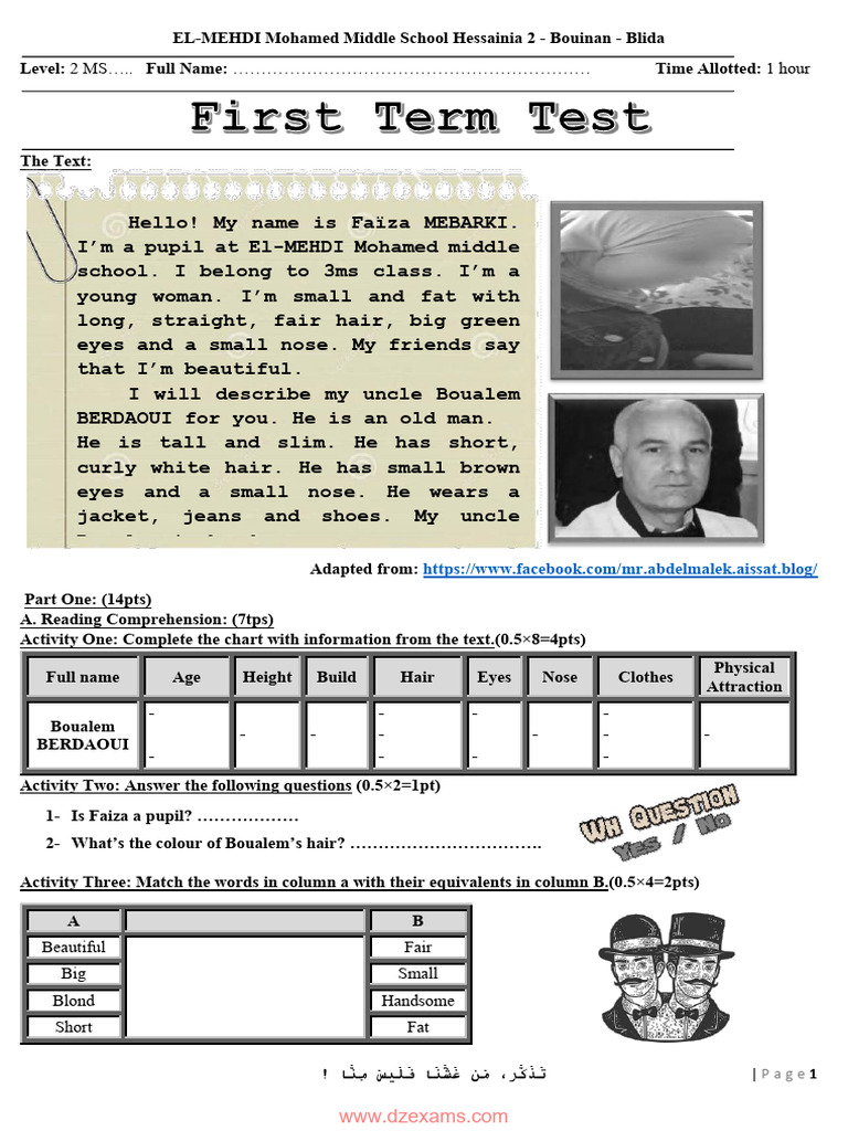 Dzexams 2am Anglais 846856 | PDF | Blond | Linguistics