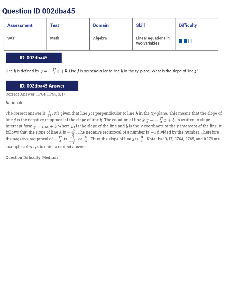 DSAT Math Algebra Question Bank | PDF | Equations | System Of Linear ...