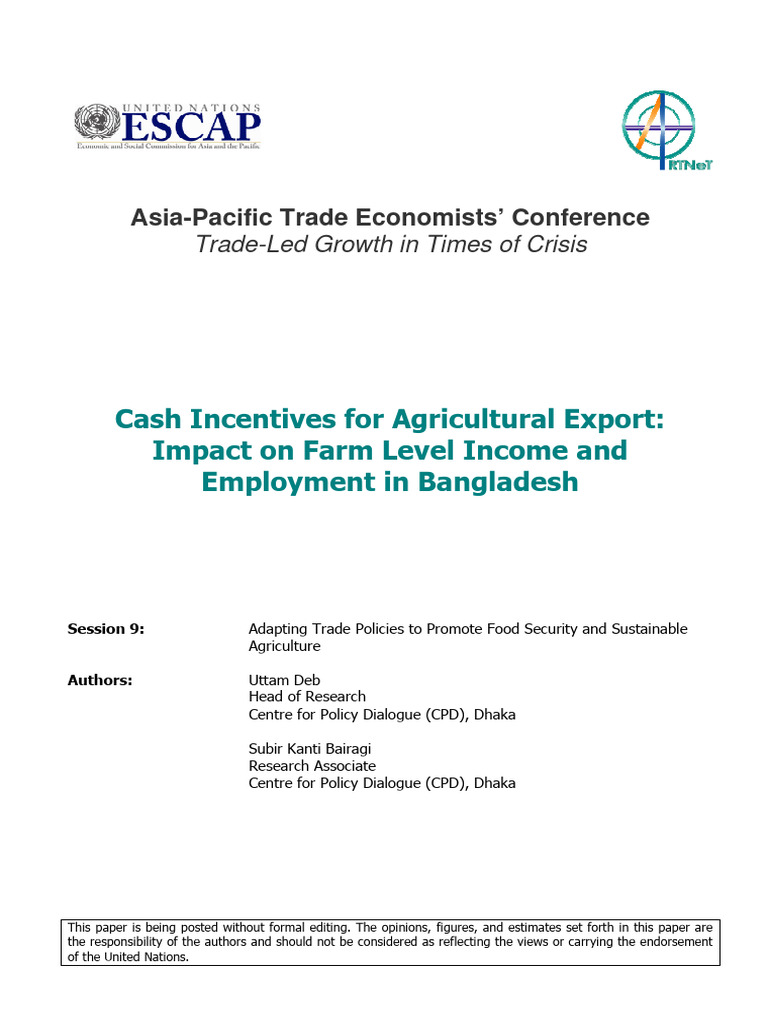 Cash Incentives For Agricultural Export | PDF | Agriculture | Eggplant