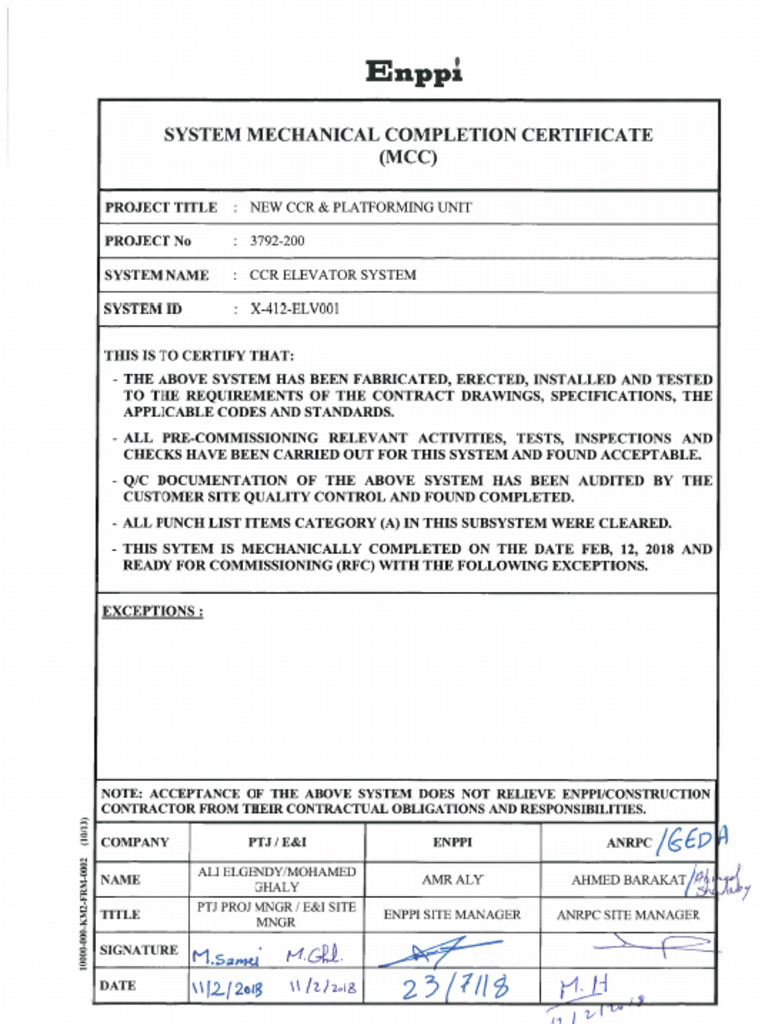 174 X 412 Elv001 01 CCR Elevator System (MCC) | PDF