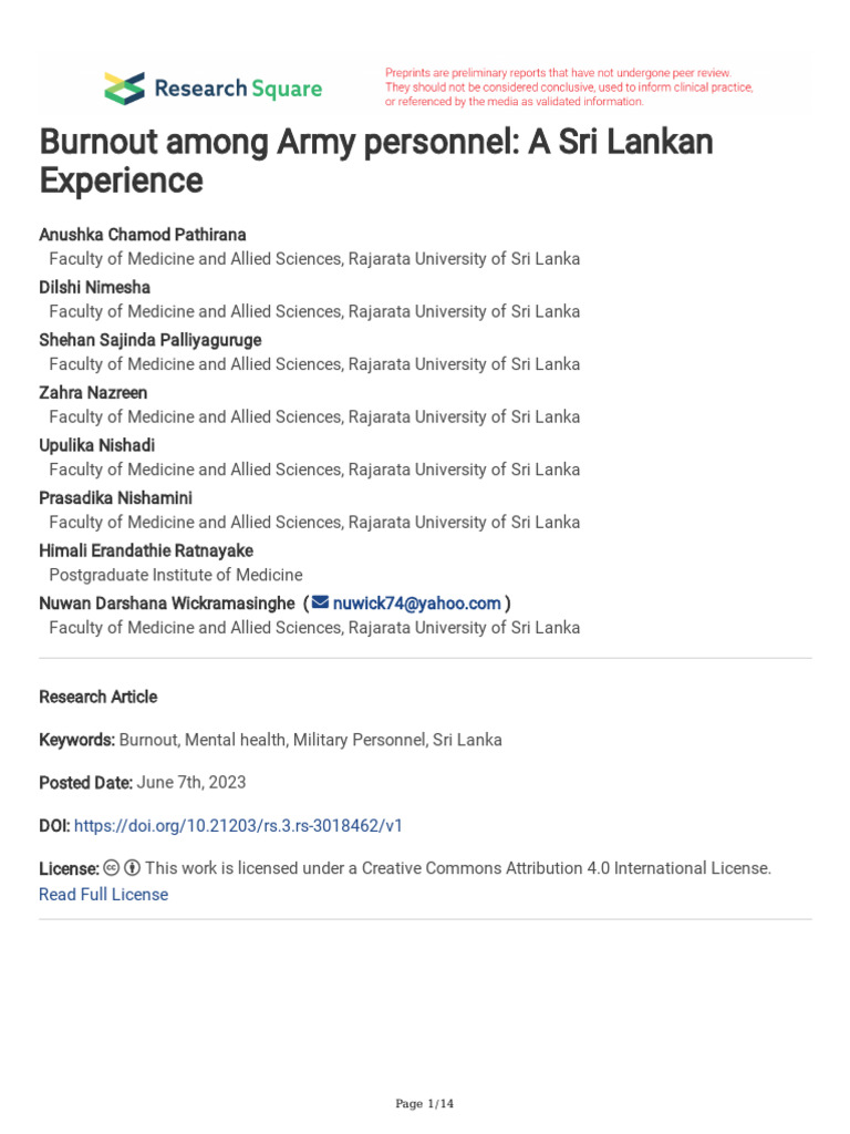 Army CBI | PDF | Occupational Burnout | Mental Health