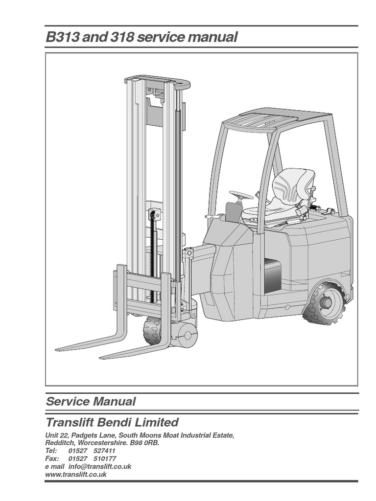 Bendi 313 & 318 Service Manual | PDF | Axle | Forklift