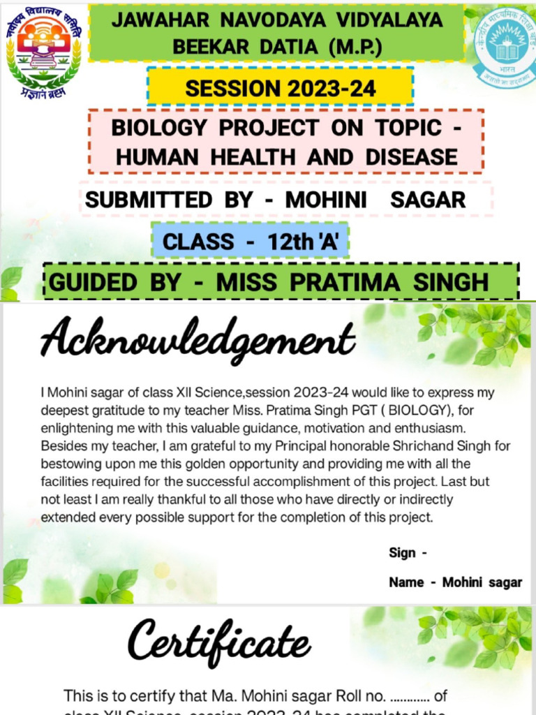 Biology Project by Mohini Sagar | PDF | Infection | Pathogen
