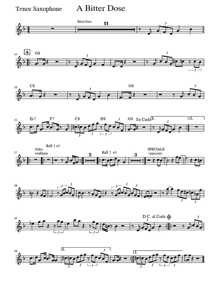 A Bitter Dose RM Tenor Saxophone | PDF