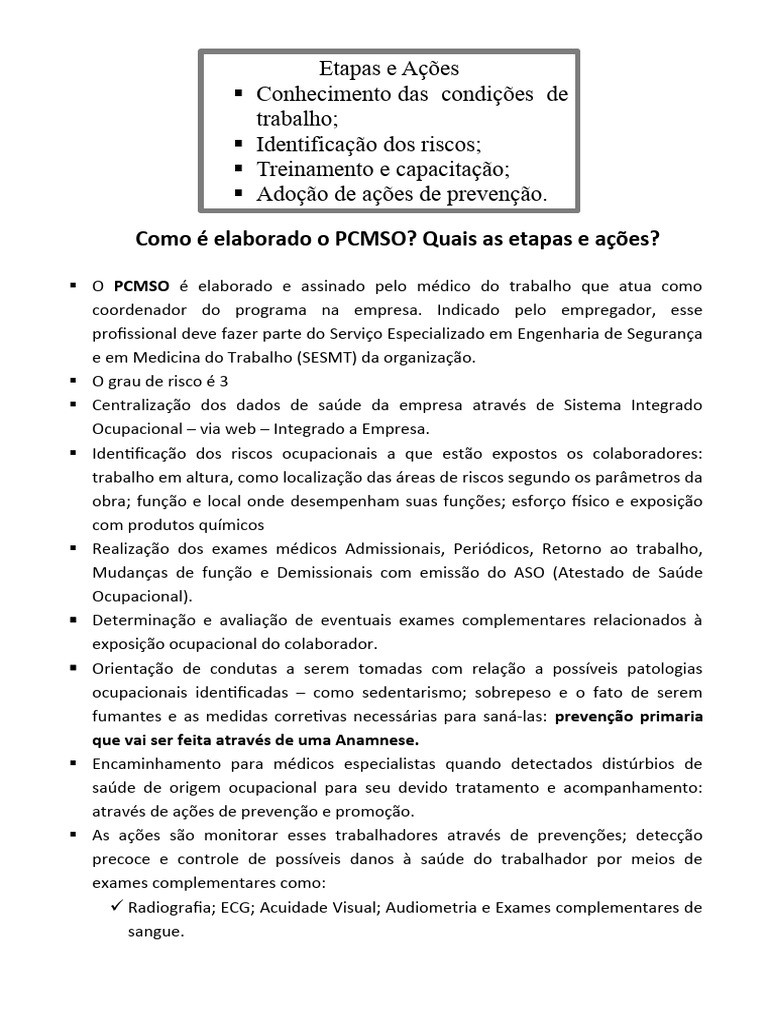 Como É Elaborado o PCMSO | PDF
