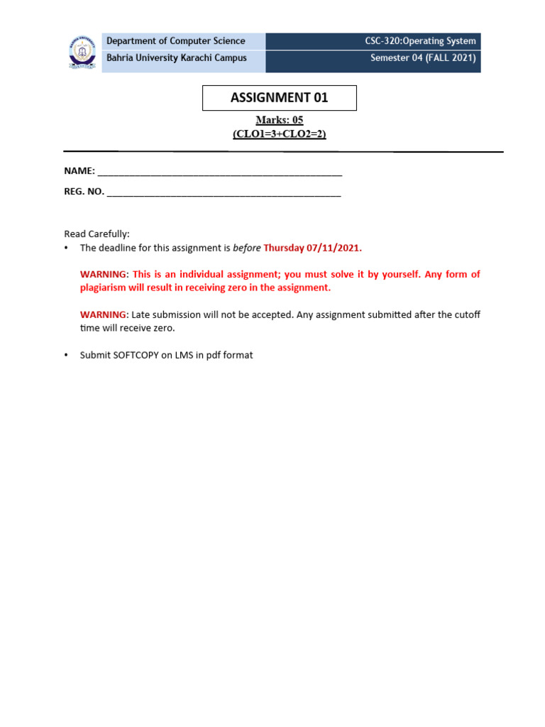 Assignment 1 NEW SOLUTION 22022022 125216pm | PDF | Process (Computing ...
