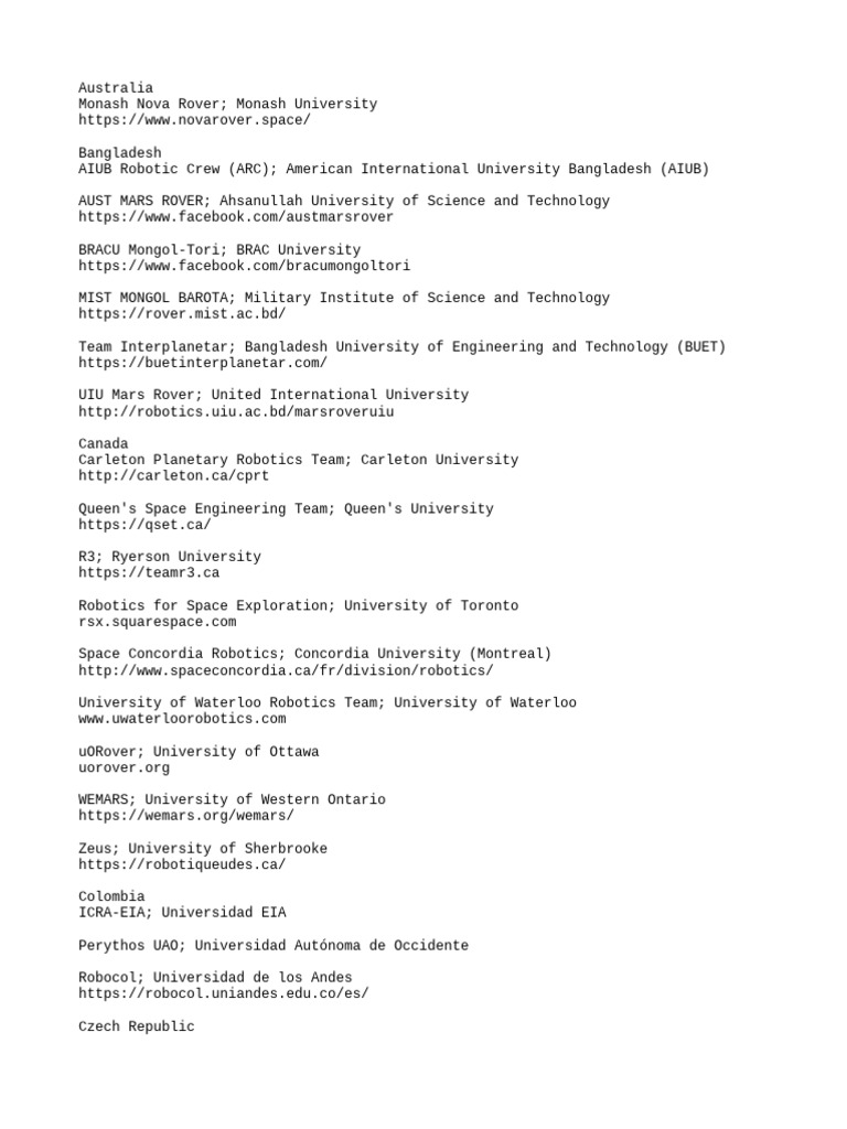 Teams To See Urc | PDF | Higher Education | Mars