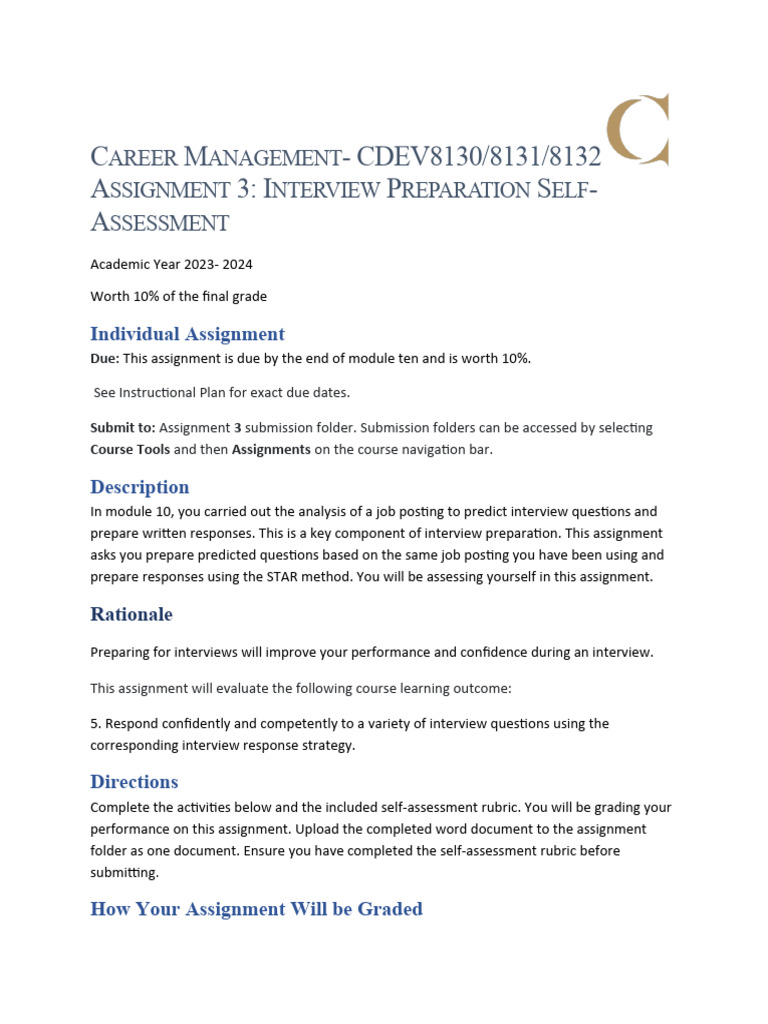 Interview Prep: STAR Method Self-Assessment | PDF | Rubric (Academic ...