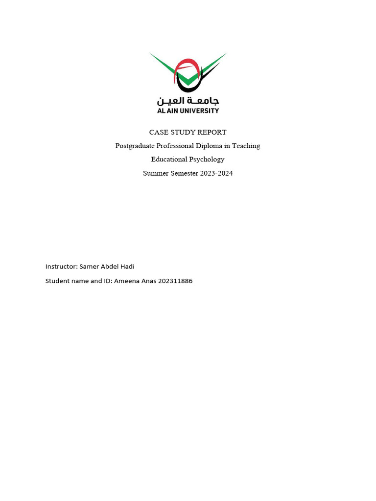 Case Study Report | PDF | Cognitive Development | Psychology