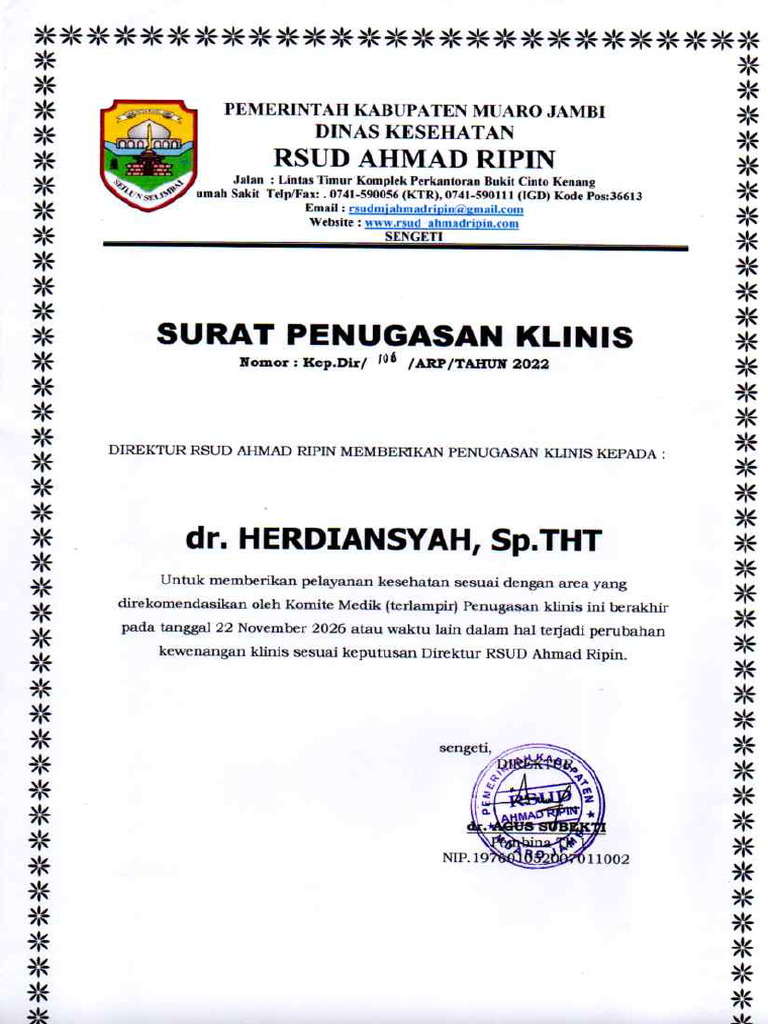 KPS 11.d. SPK Dr. Herdiansyah, SP - THT-BKL | PDF