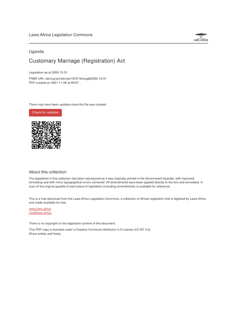 The Customary Marriage Regulation Act Cap 248 1643021839 | PDF ...