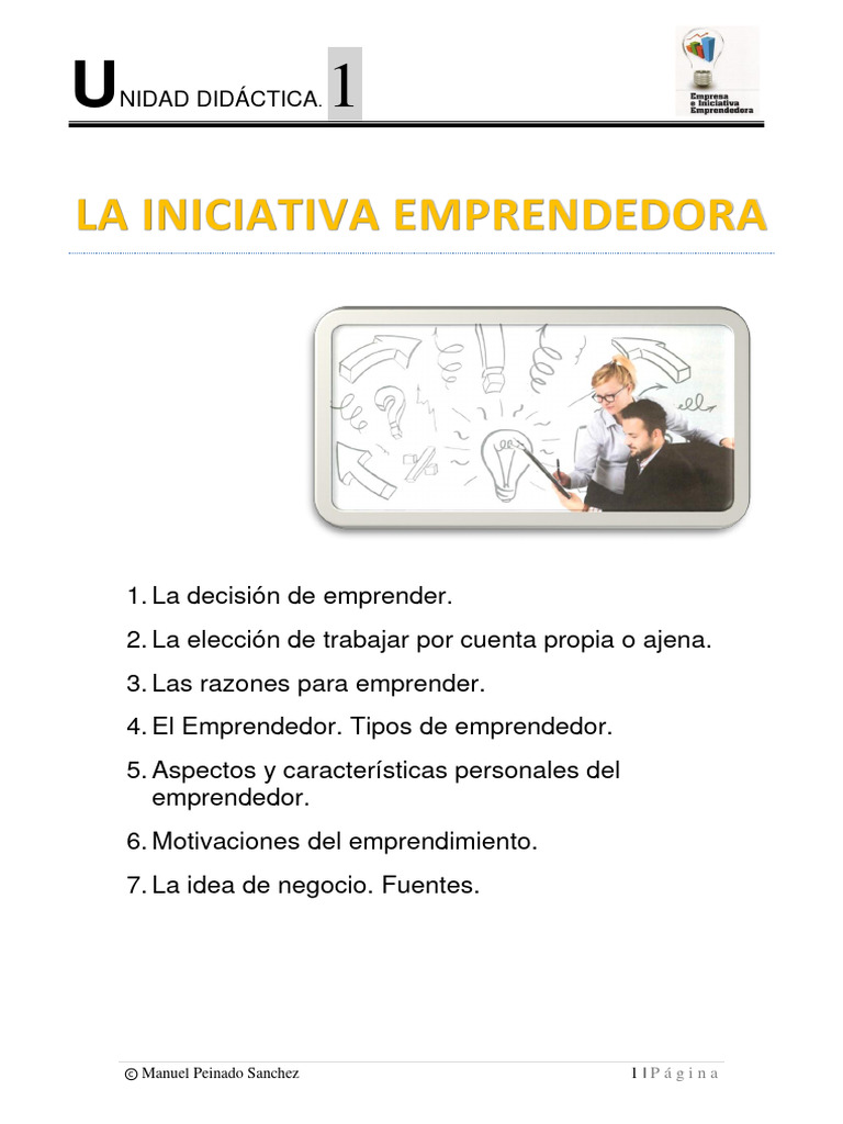 Unidad 1 - La Iniciativa Emprendedora | PDF | Iniciativa empresarial