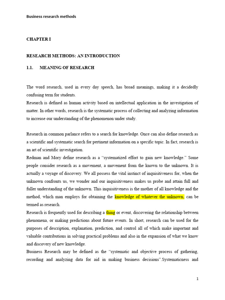 Chapter 1 (RM) | PDF | Quantitative Research | Methodology