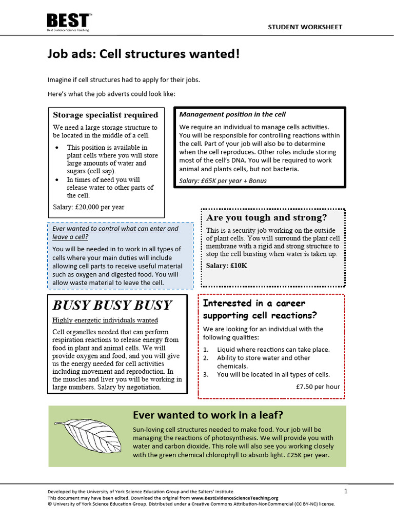 BEST - BCL - 1 - 2 - Response - Job Ads Cell Structures Wanted | PDF ...