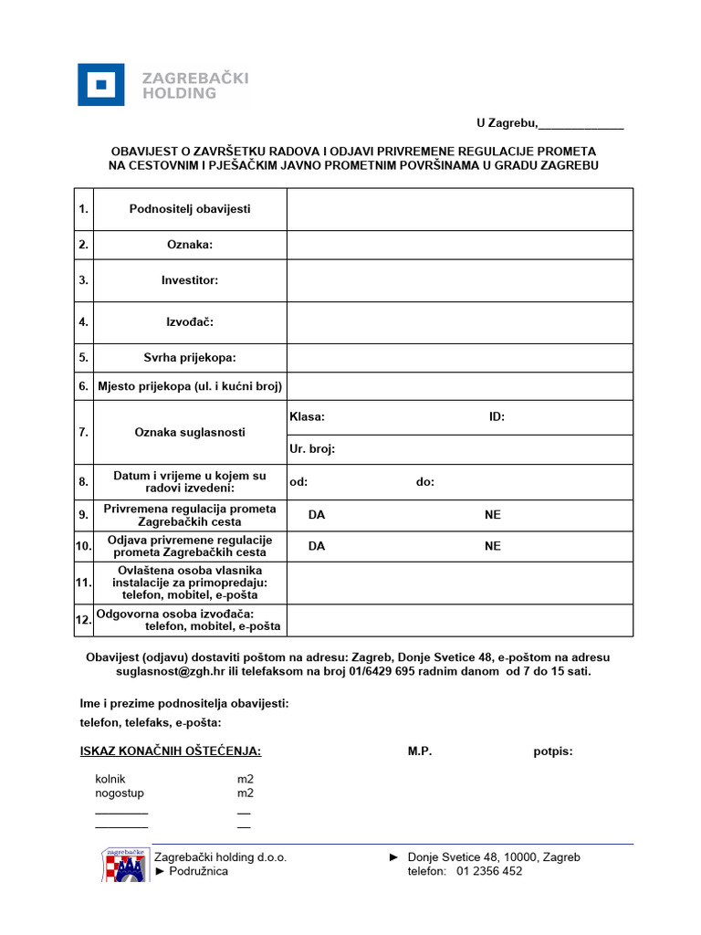 Obavijest o Zavrsetku Radova | PDF