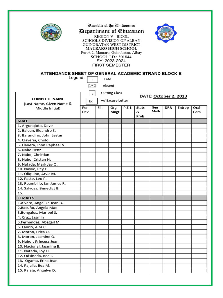 Daily MOnthly Attendance SAMPLE | PDF