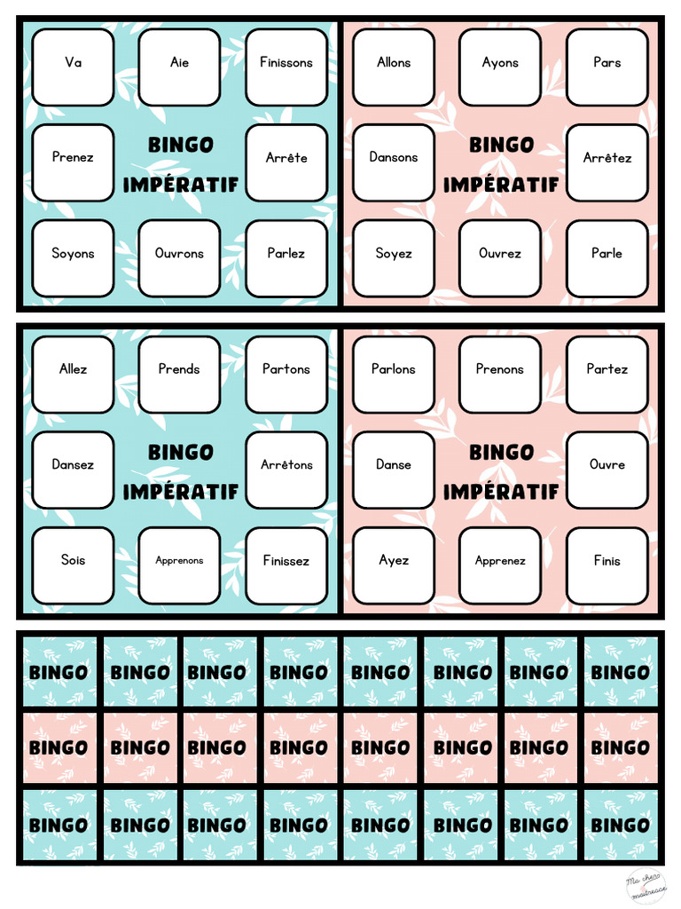 Bingo de la Conjugaison à l'Impératif | PDF