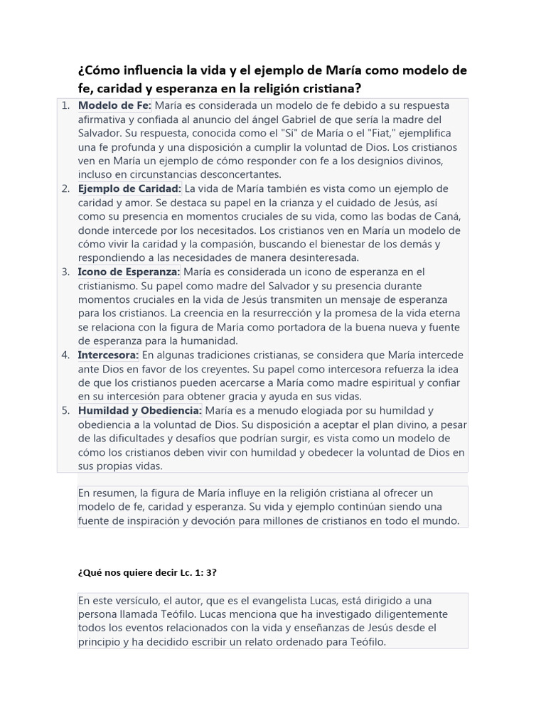 María: Modelo de Fe y Esperanza Cristiana | PDF | María, madre de Jesús ...