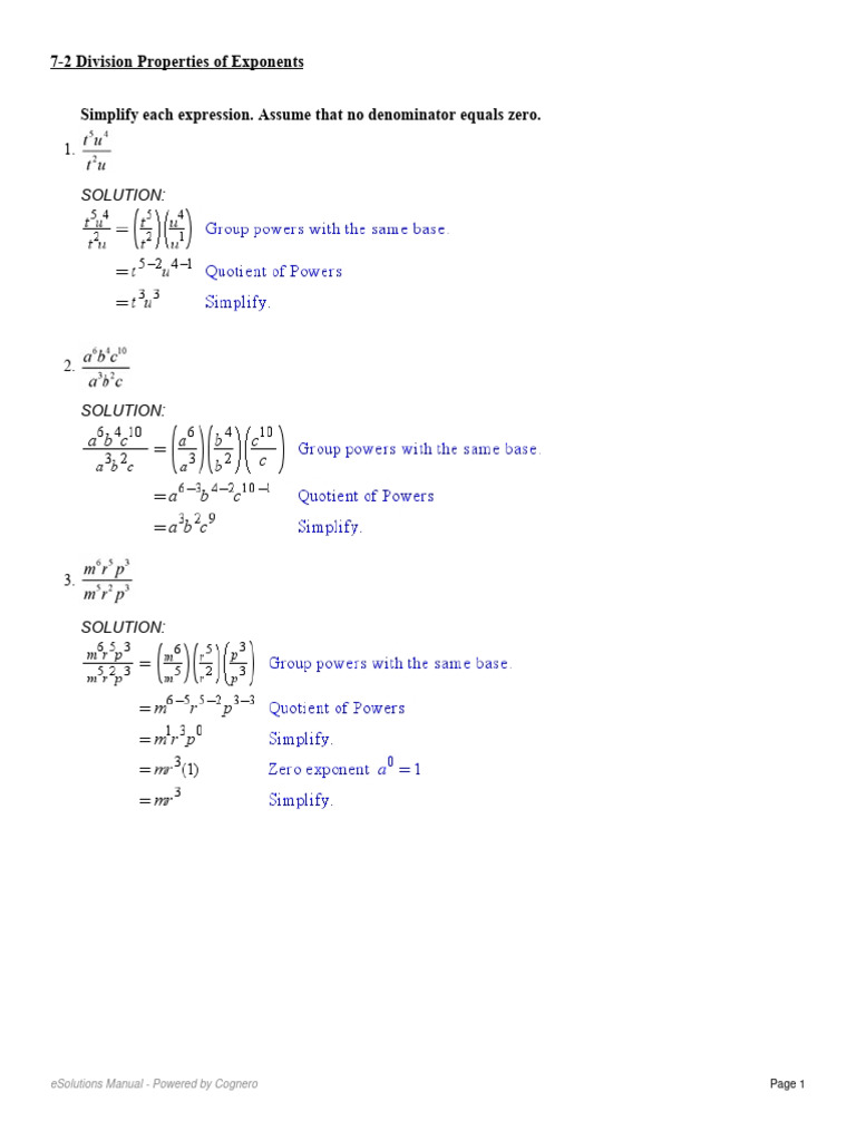 7 2 Division Properties of Exponents | PDF | Apparent Magnitude | Stars