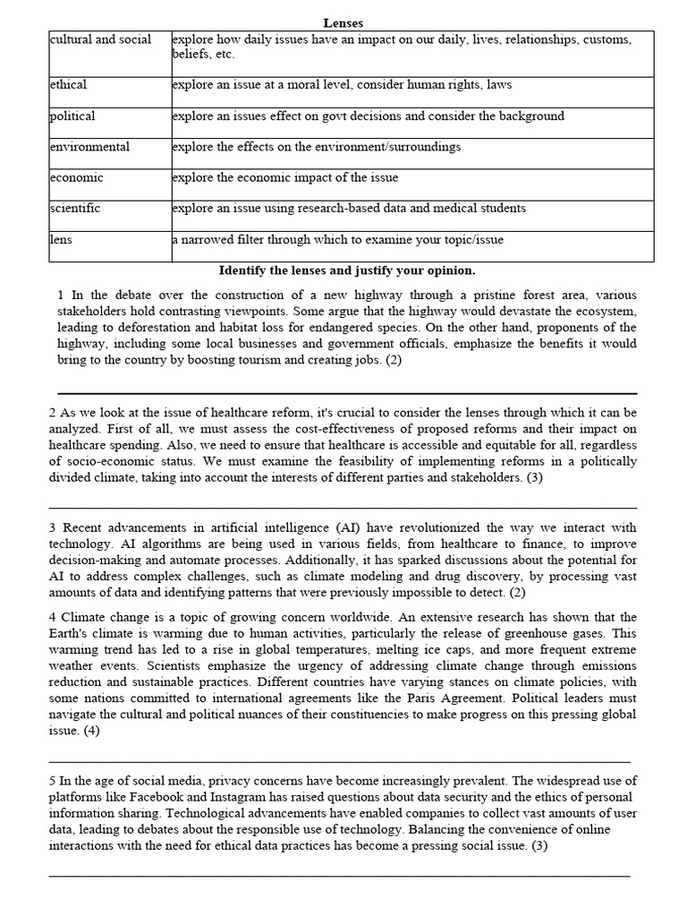 Lenses Practice | PDF | Climate Change | Climate