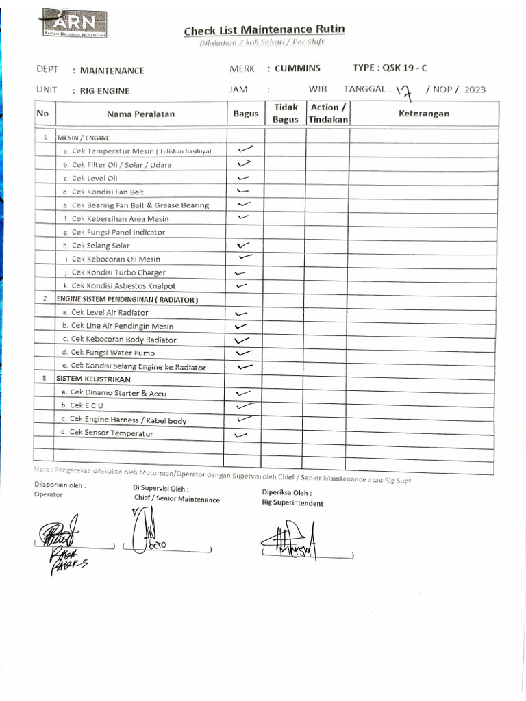 Checklist MTC 17 NOV 2023 | PDF