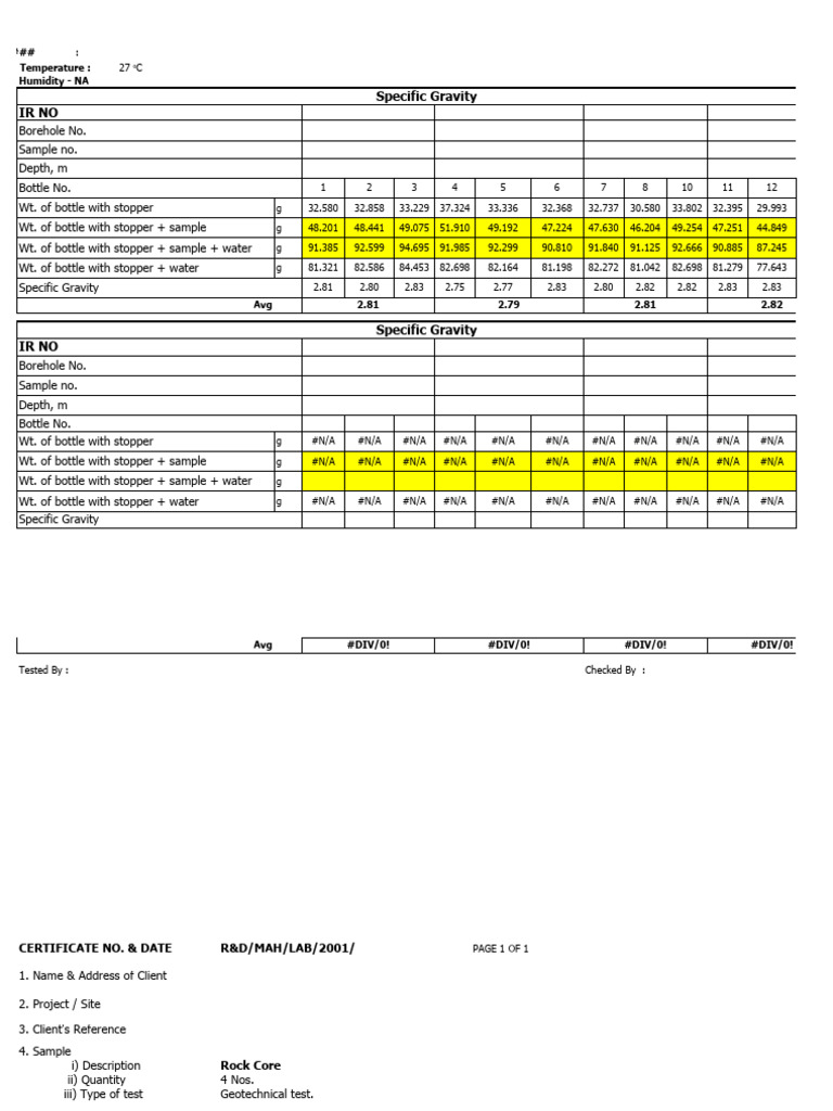 Rock Specific Gravity | PDF
