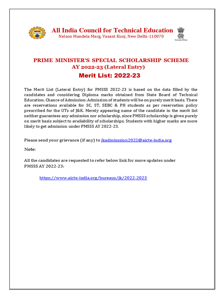 Lateral Entry Merit List | PDF