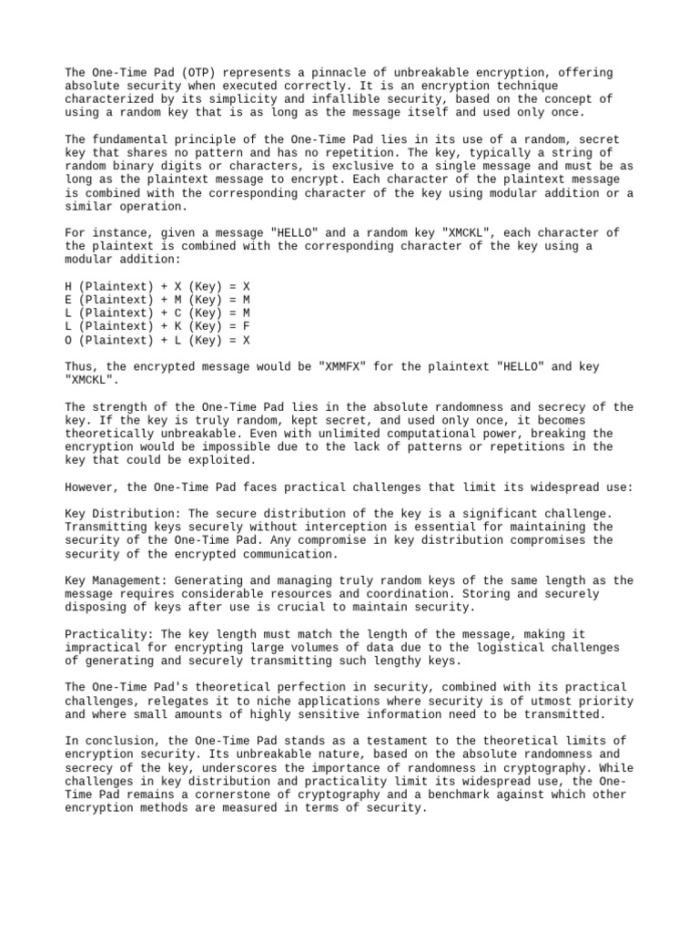 OTP | PDF | Cryptography | Key (Cryptography)