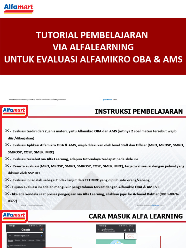 Tutorial Alfalearning & Evaluasi Alfamikro | PDF