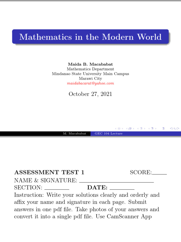 Mathematics Assessment Test Solutions | PDF | Numbers | Rational Number