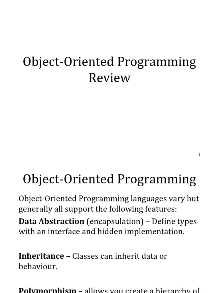 Lecture02 OOP Review | PDF | Method (Computer Programming) | Inheritance (Object Oriented ...