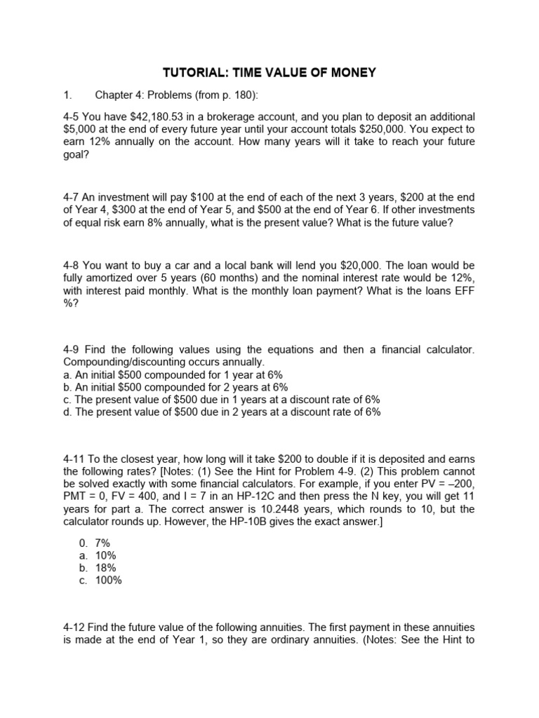 TUTORIAL | PDF | Interest | Present Value