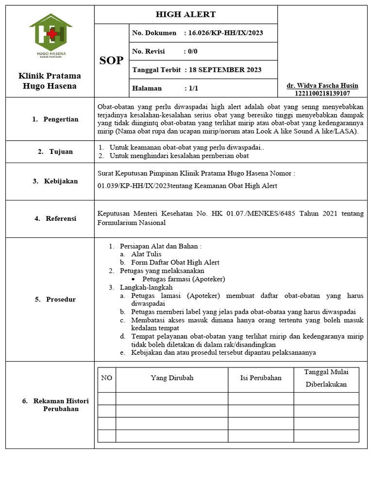 SOP High Alert | PDF