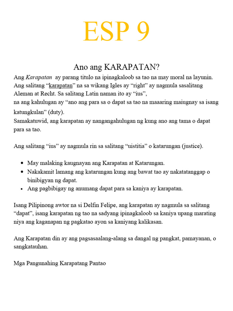 Esp 9 Reviewer | PDF