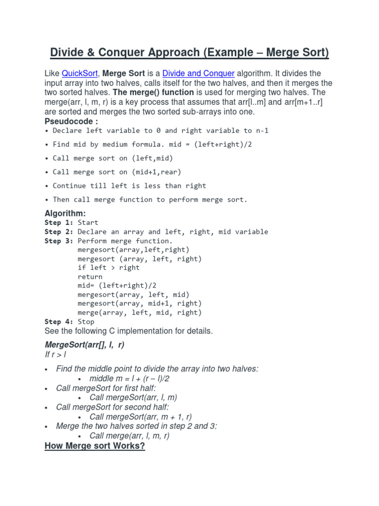 Divide And Conquer Pdf Mathematical Logic Applied Mathematics 