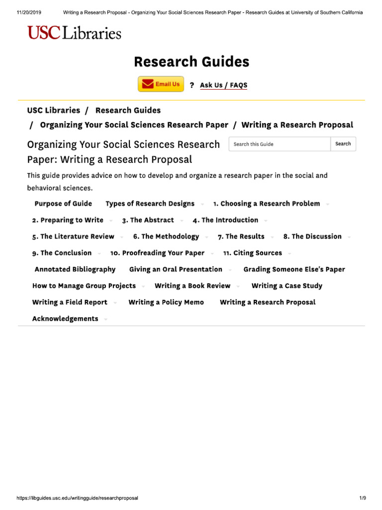 Writing A Research Proposal USC | PDF